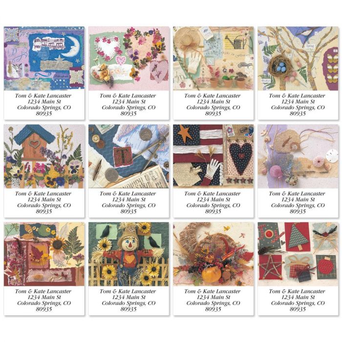 Handmade Year Round Select Return Address Labels | Colorful Images