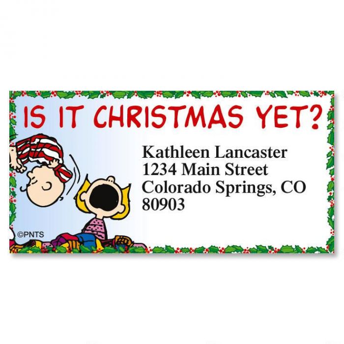 PEANUTS Christmas Capers Border Return Address Labels | Colorful Images
