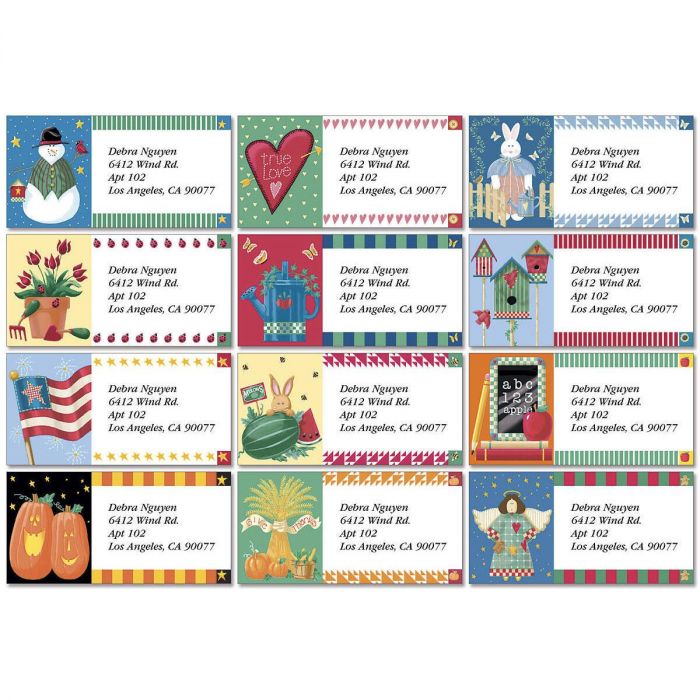 Vickys Year Round Border Return Address Labels | Colorful Images