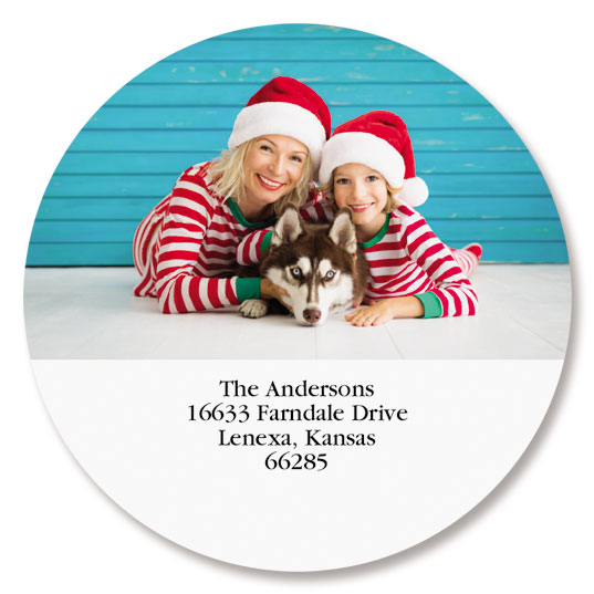 Personalized Direct Round Photo Address Label | Colorful Images