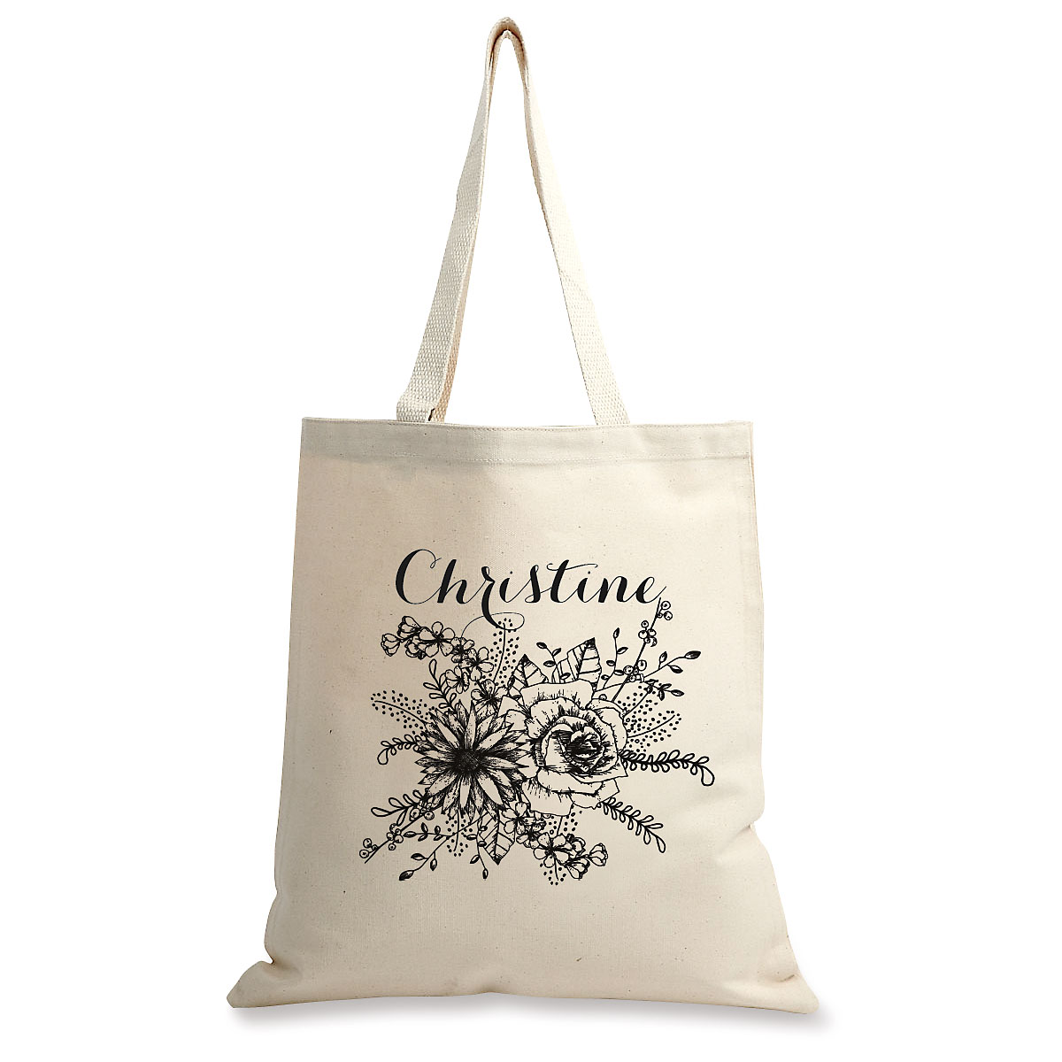 Personalized Floral Name Canvas Tote | Colorful Images