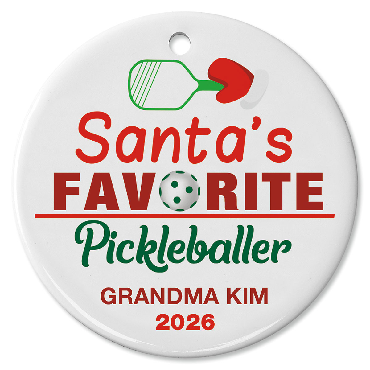 Santa's Favorite Pickle-baller Personalized Christmas Ornament ...