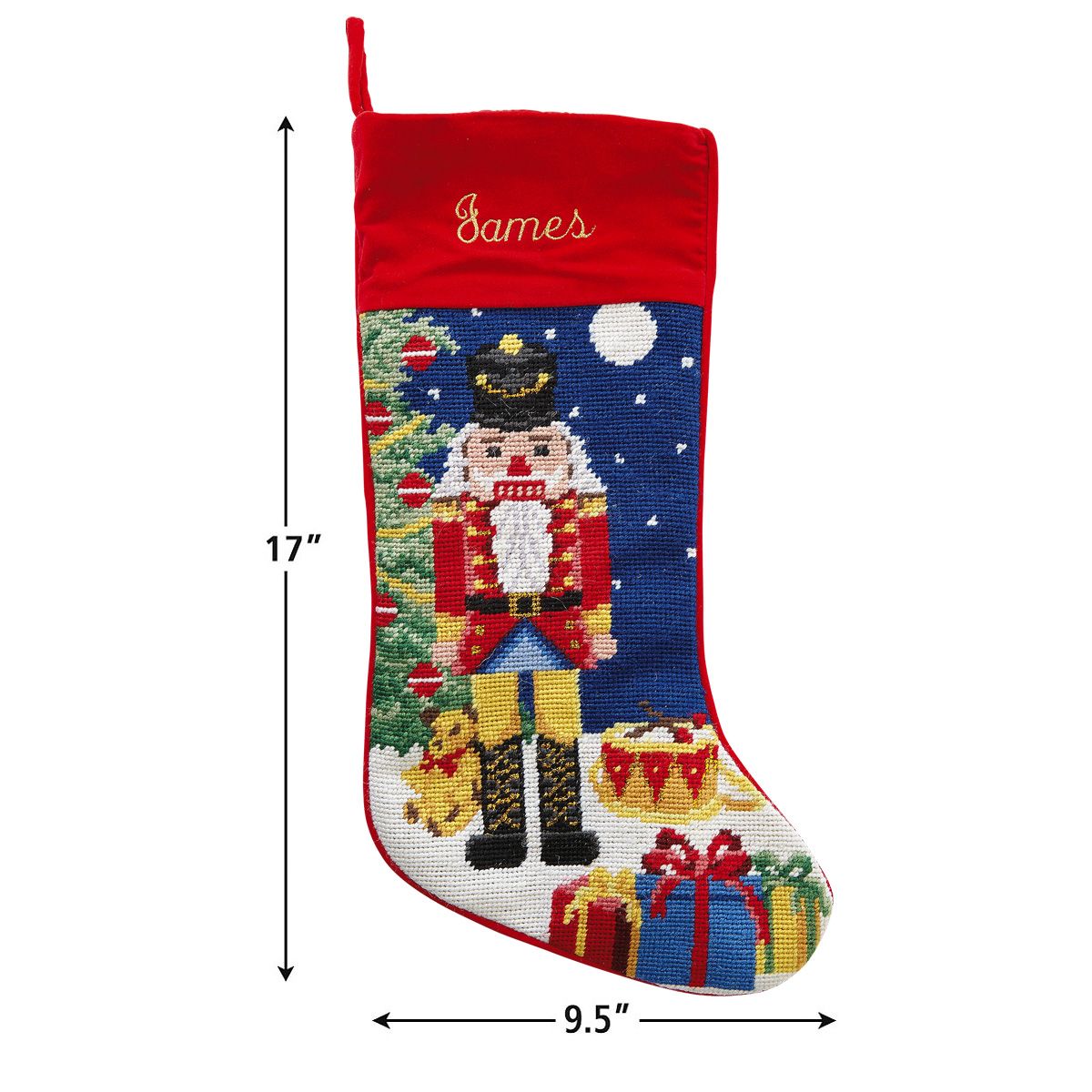 Nutcracker Heirloom Needlepoint Custom Christmas Stocking | Colorful Images