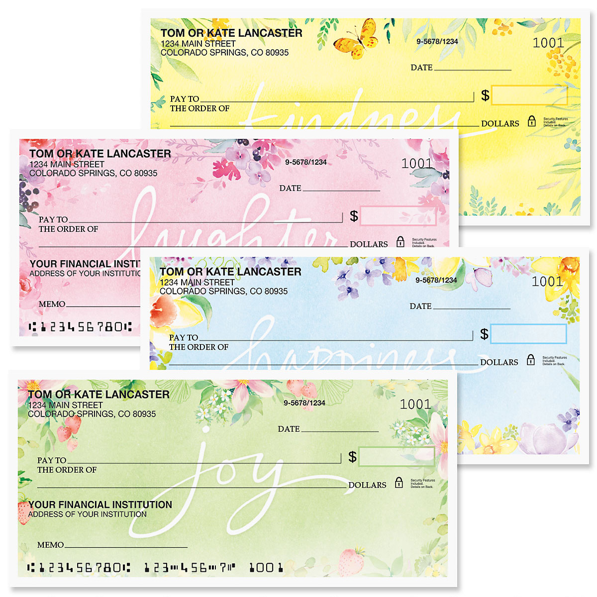 Fresh Floral Personal Premium Checks | Colorful Images