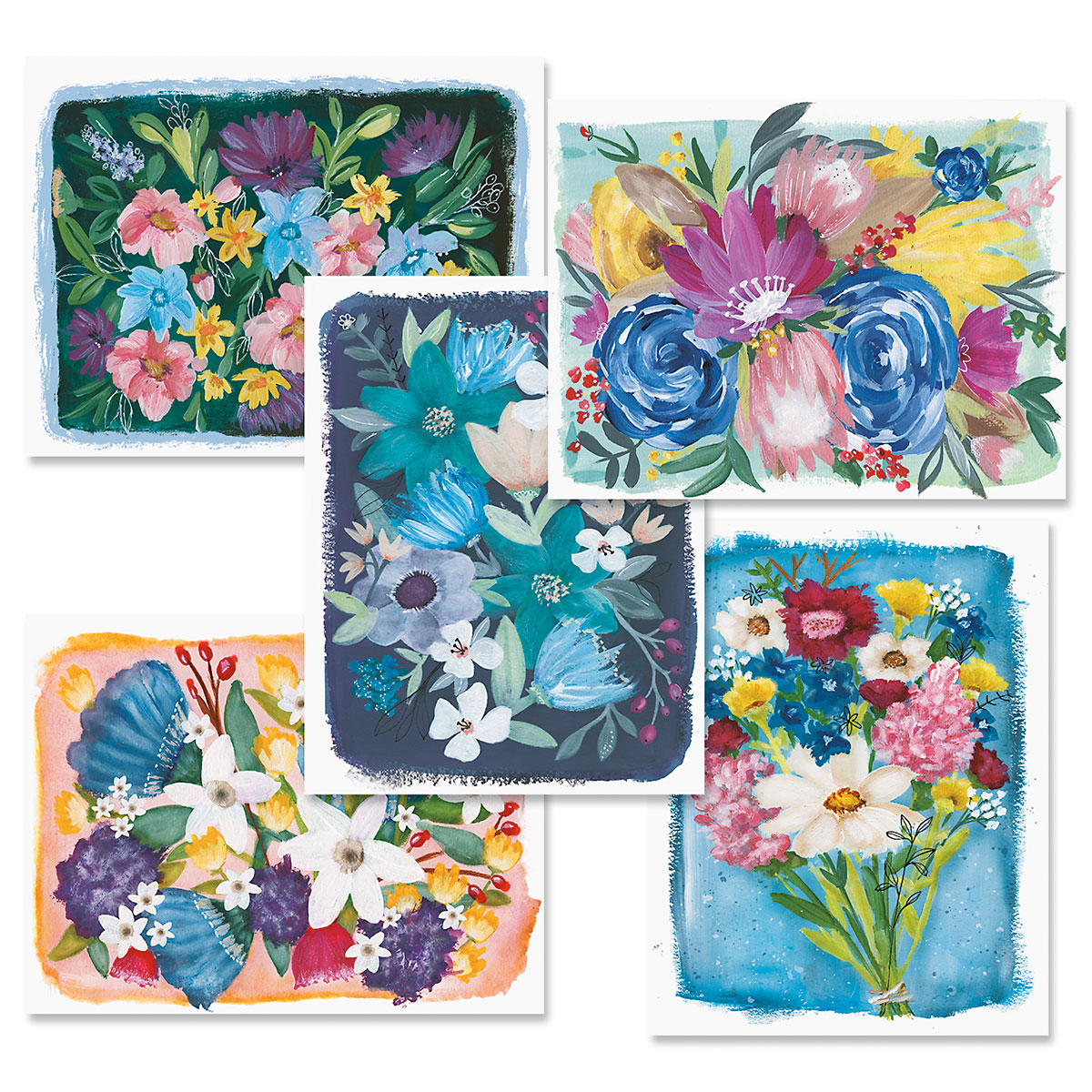 Painterly Flowers Note Card | Colorful Images
