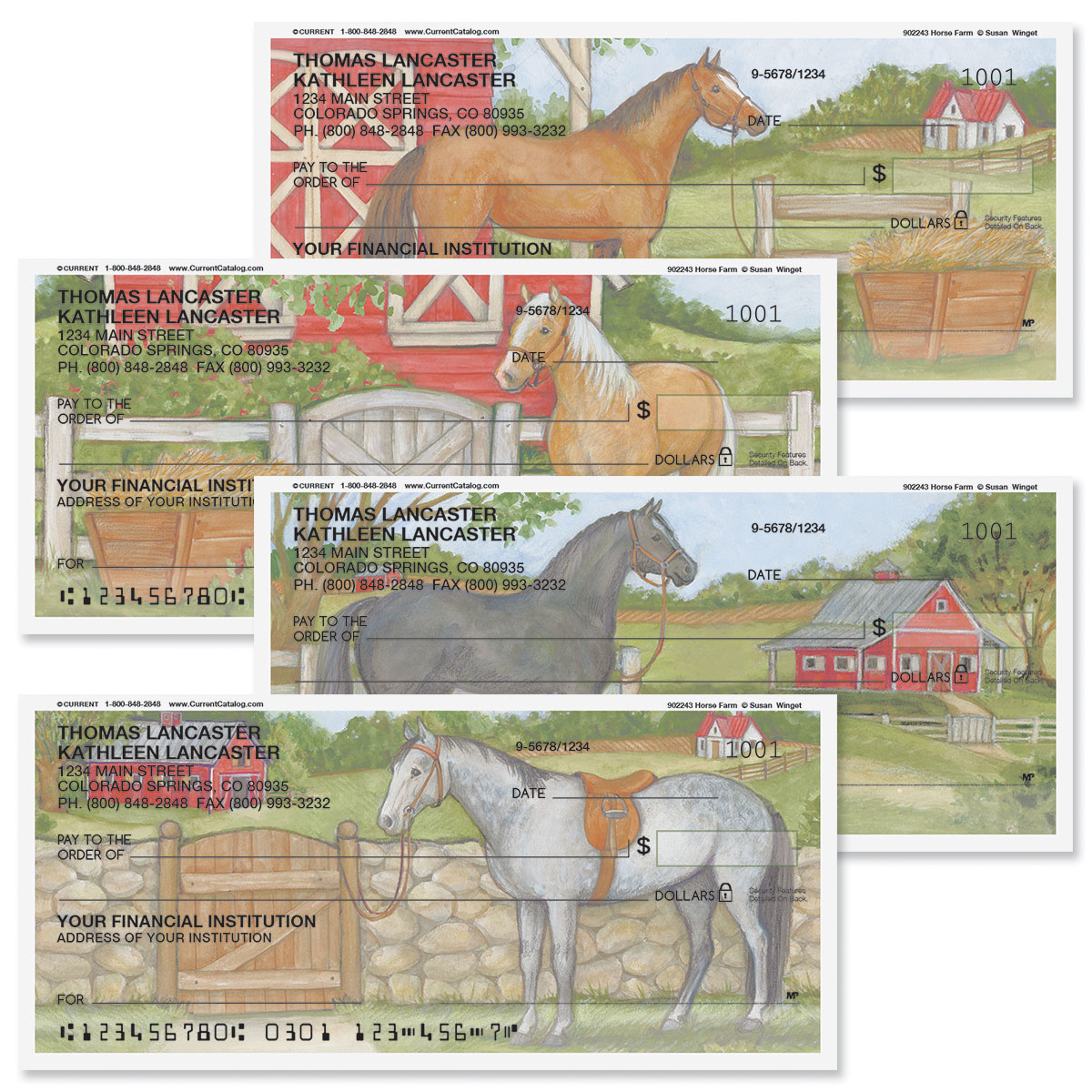 Horse Farm Personal Checks | Colorful Images