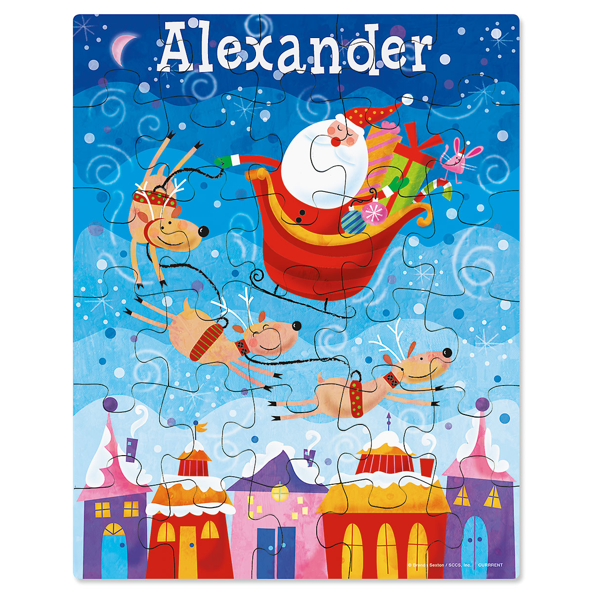 Personalized Santa Sleigh Holiday Puzzle | Colorful Images