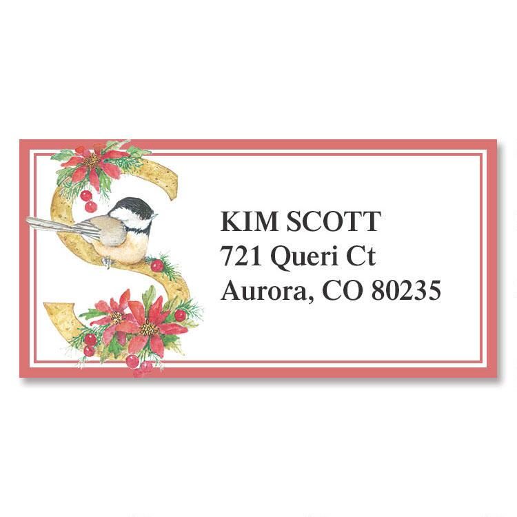 Christmas Initial Border Return Address Labels | Colorful Images