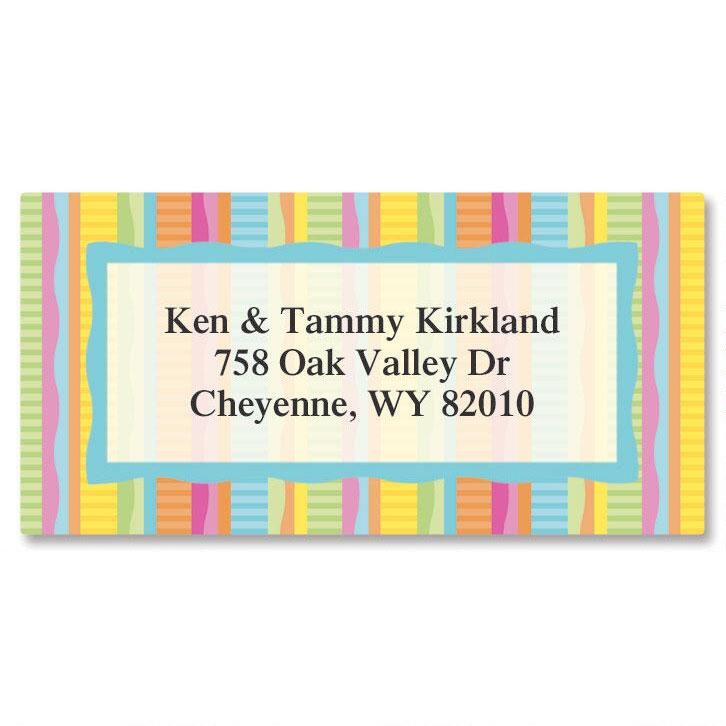 Bright Stripe Border Return Address Labels | Colorful Images