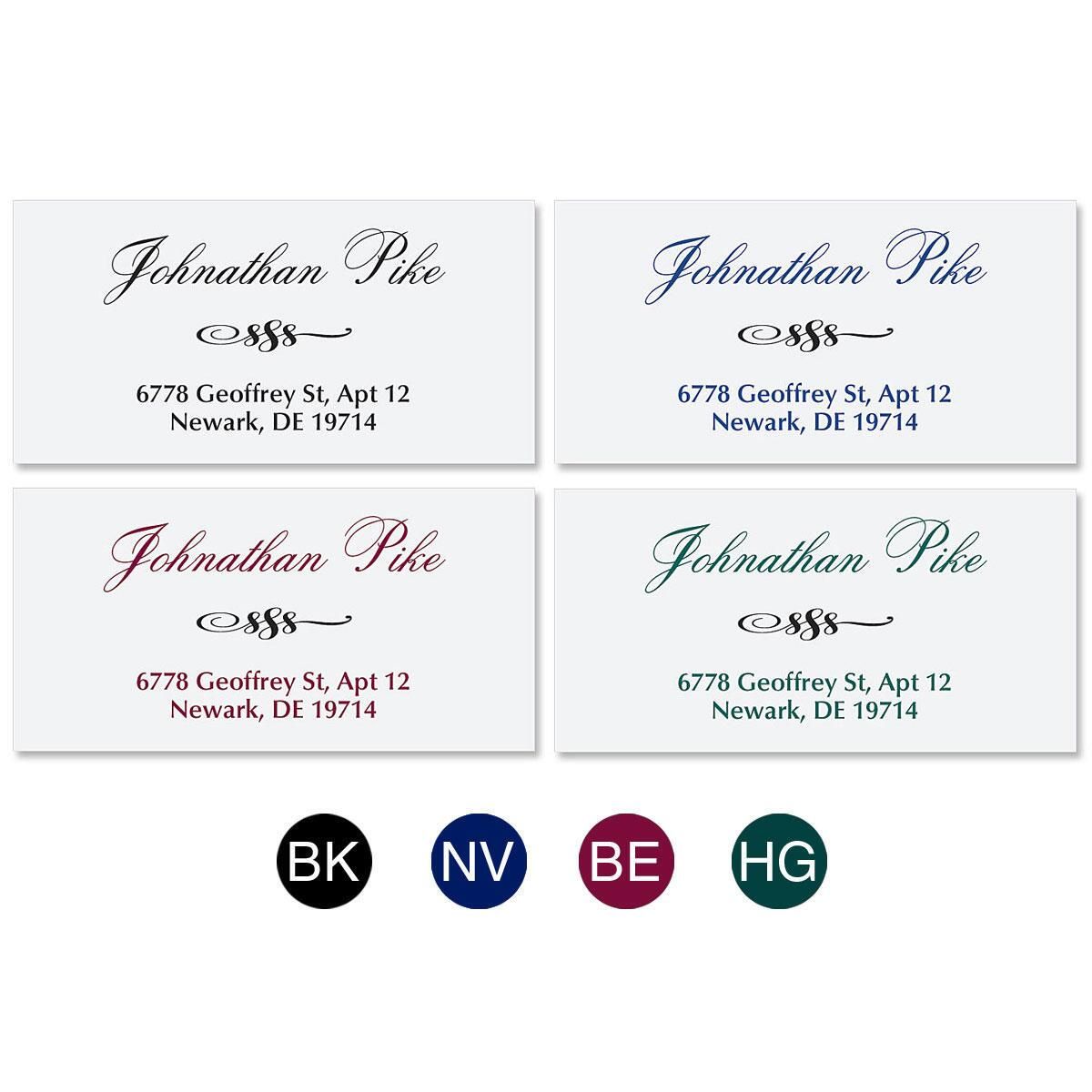 Formal Script Name Address Labels | Colorful Images