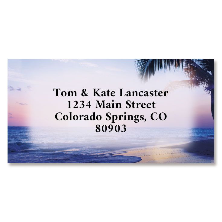 Tropical Sunset Border Return Address Labels | Colorful Images