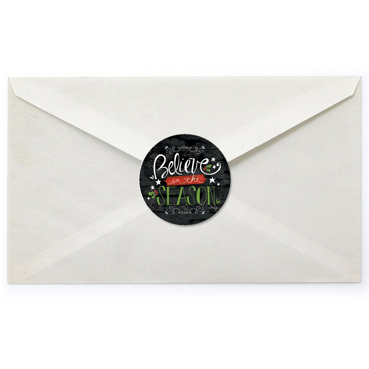 Believe In The Season Envelope Seals | Colorful Images
