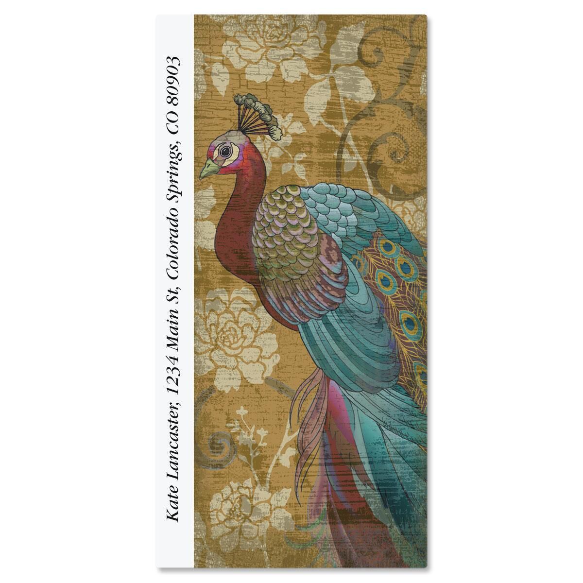 Regal Peacock Oversized Return Address Labels | Colorful Images