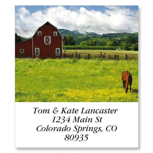 Red Horse Barn Select Return Address Labels | Colorful Images