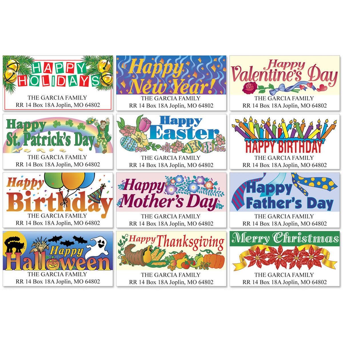 Year-Round Holidays Deluxe Return Address Labels | Colorful Images