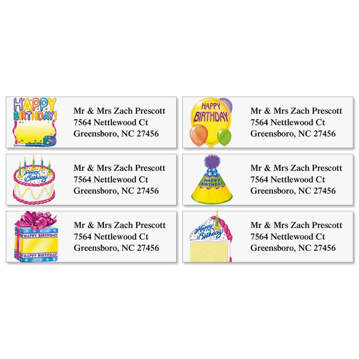 Birthday Classic Return Address Labels | Colorful Images