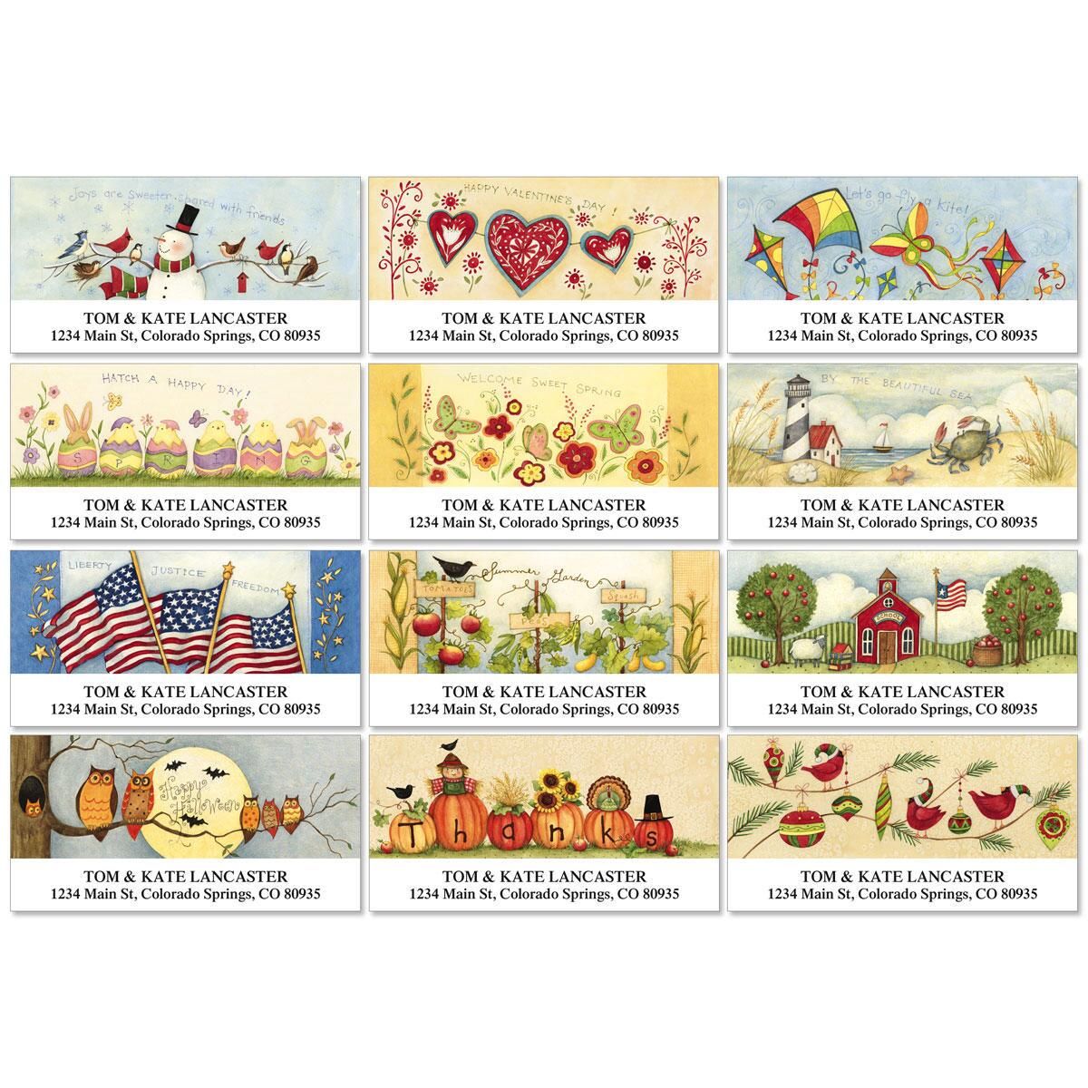 Susans Seasons Deluxe Return Address Labels | Colorful Images