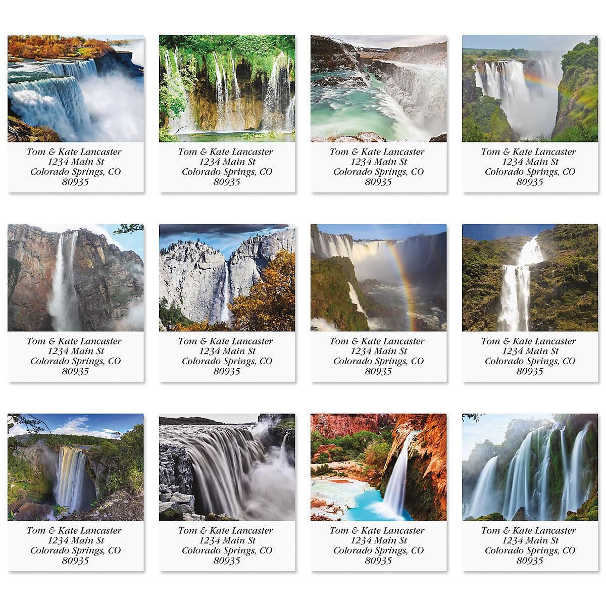 Top Ten Waterfalls Select Return Address Labels | Colorful Images