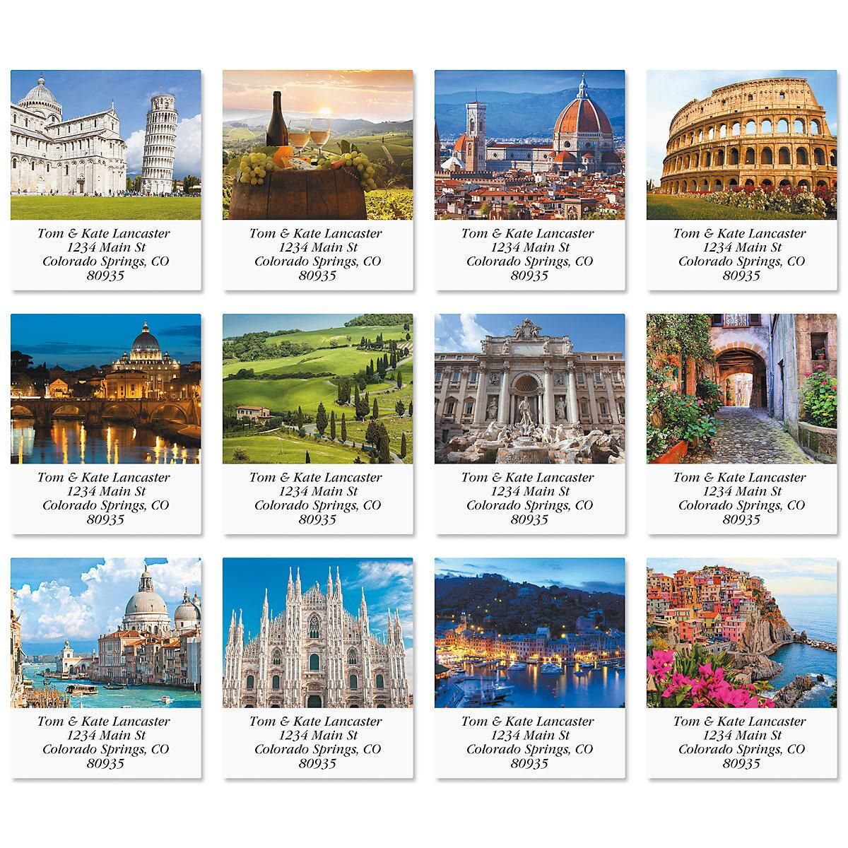 Trip to Italy Select Return Address Labels | Colorful Images