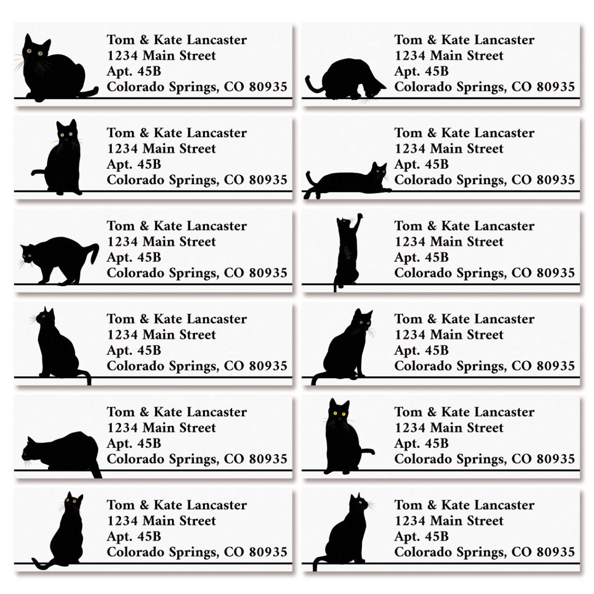 Black Cat Classic Return Address Labels 12 Designs Colorful Images