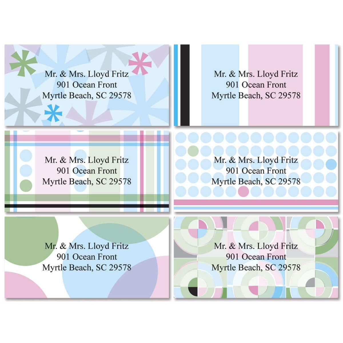 Retro Patterns Border Return Address Labels | Colorful Images