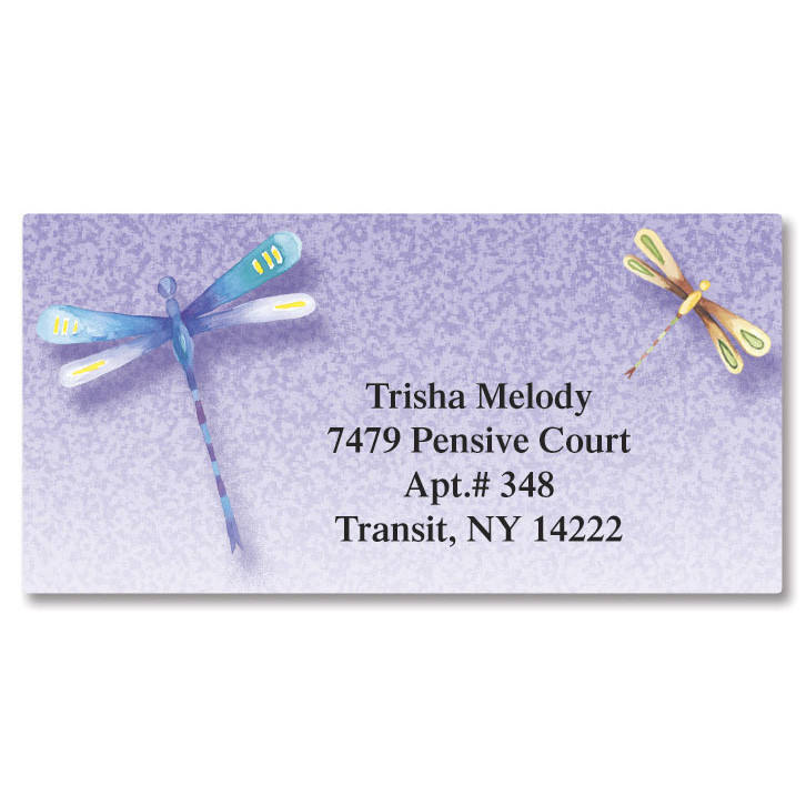 Dragonflies on Purple Border Return Address Labels | Colorful Images