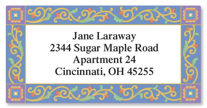 Elegant Border Return Address Labels | Colorful Images