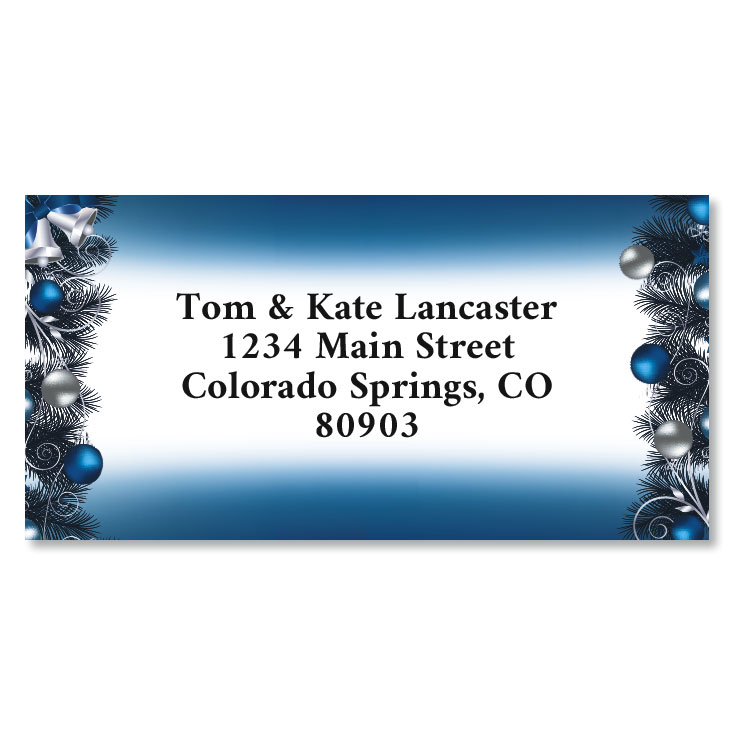 Blue Christmas Border Christmas Address Labels | Colorful Images