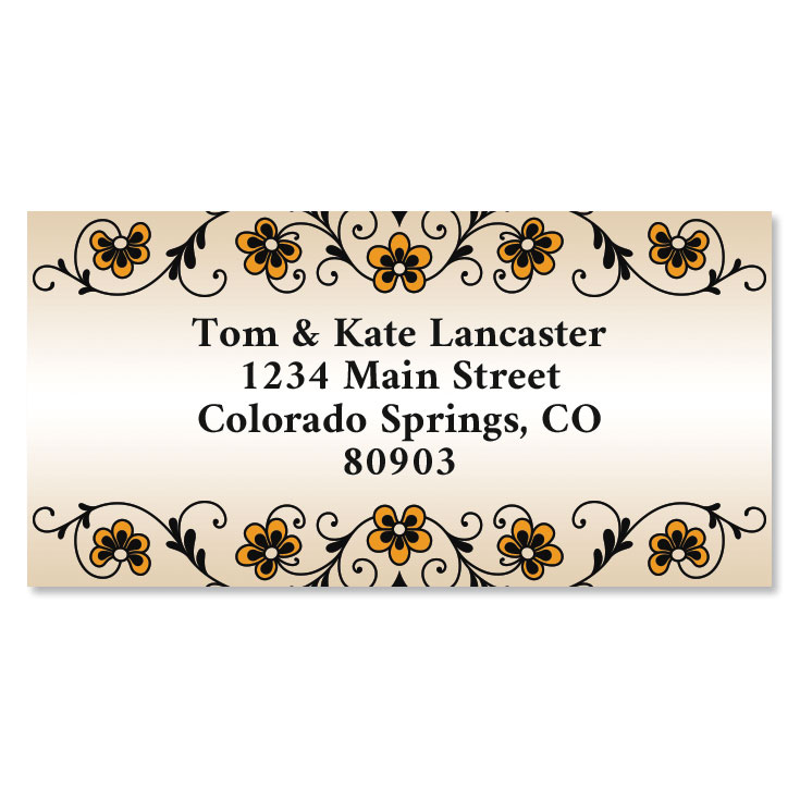 Fancy Floral Border Return Address Labels | Colorful Images