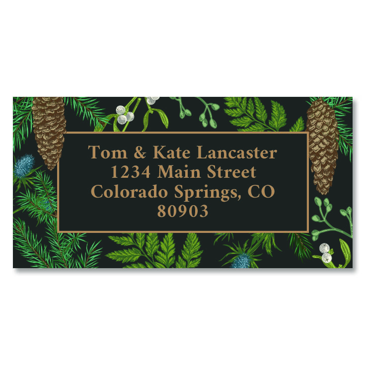 Winter Pine Border Return Address Labels | Colorful Images