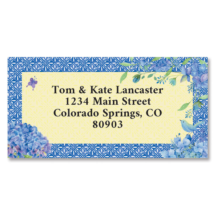 Hydrangea Border Return Address Labels | Colorful Images