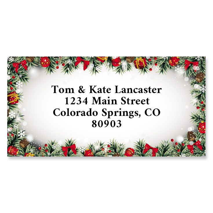 Christmas Frame Border Return Address Labels | Colorful Images