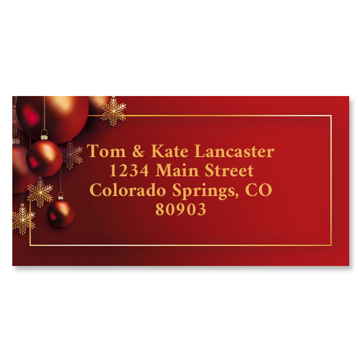 Red Ornament Border Return Address Labels | Colorful Images