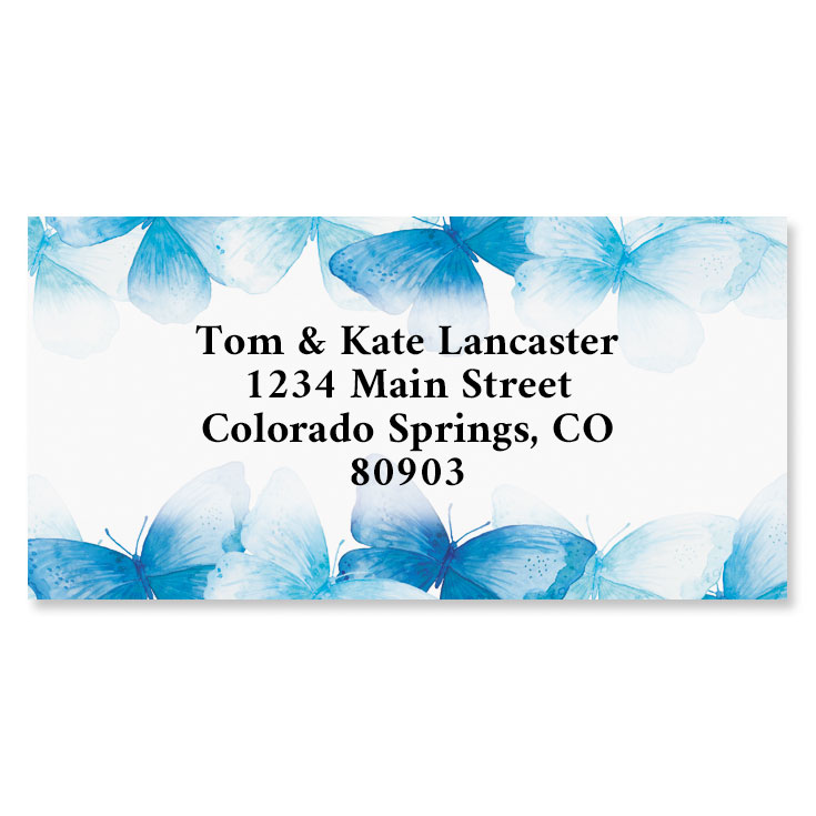 Blue Butterfly Border Return Address Labels | Colorful Images
