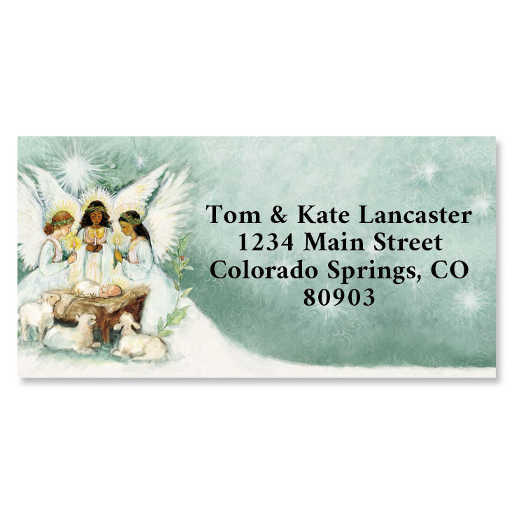 Watercolor Angels Border Return Address Labels | Colorful Images