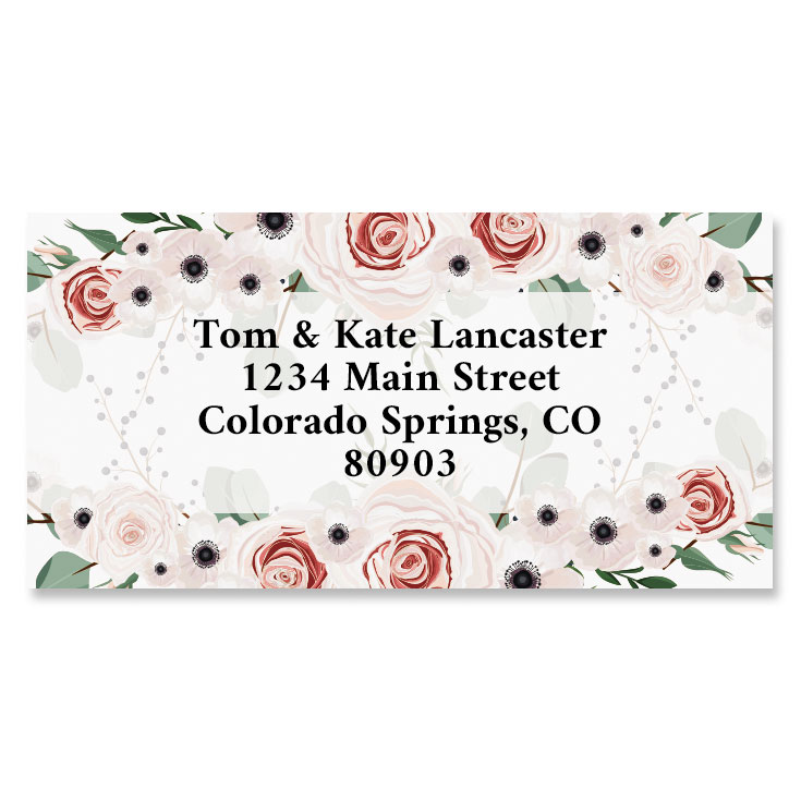 Pink Flowers Border Return Address Labels | Colorful Images