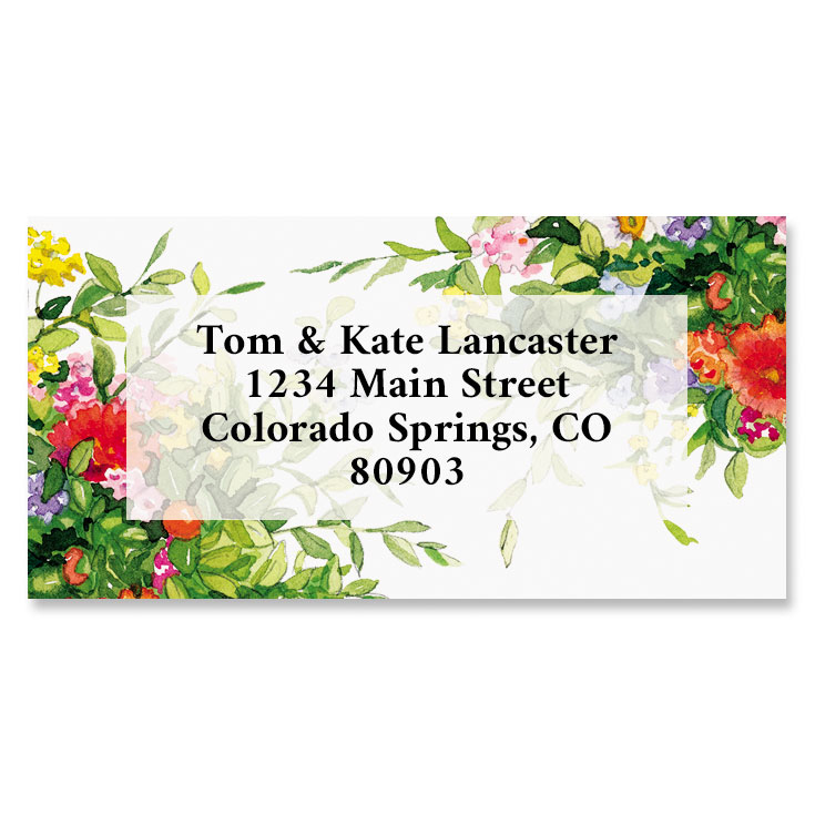 Garden Party Border Return Address Labels | Colorful Images