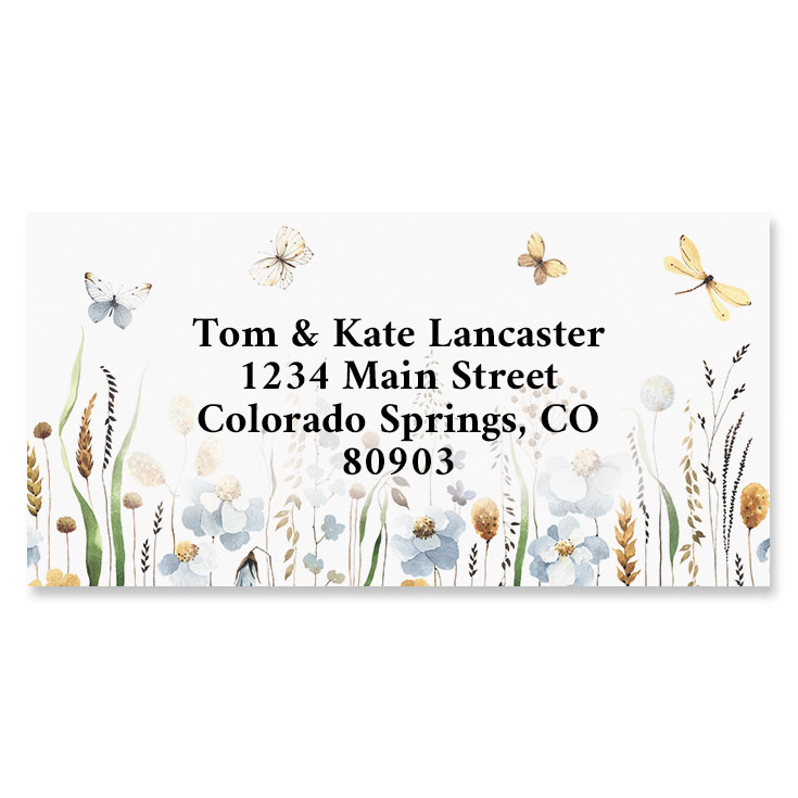 Blooming Wildflowers Border Return Address Labels | Colorful Images