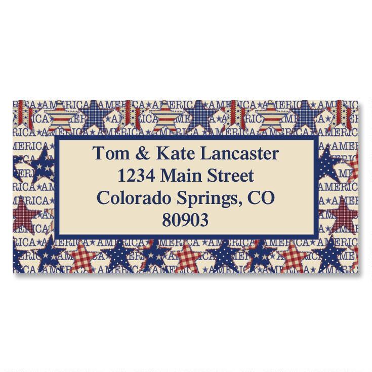 American Star Patch Border Return Address Labels | Colorful Images