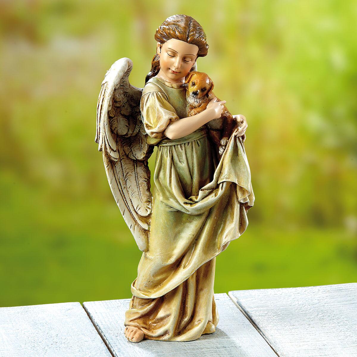 Angel with Puppy Statue | Colorful Images