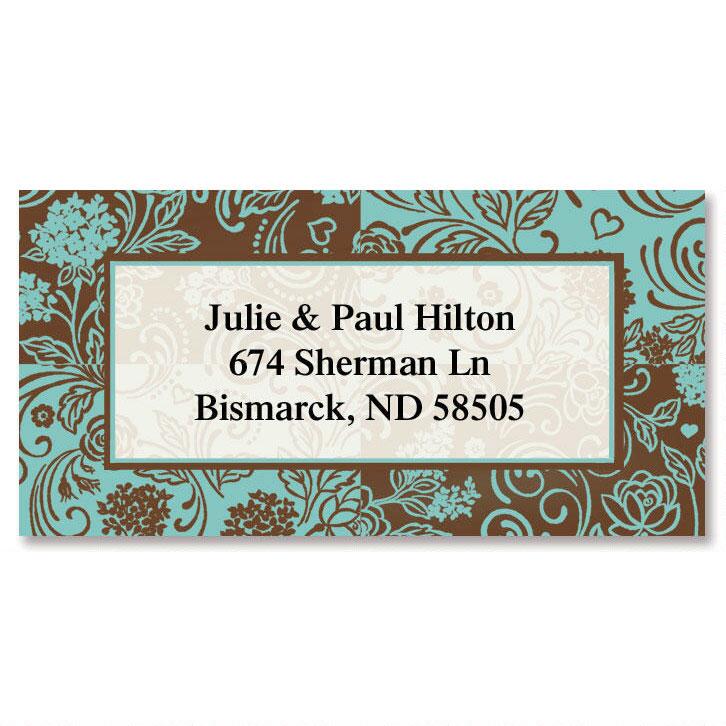 Aqua Chocolate Border Return Address Labels | Colorful Images