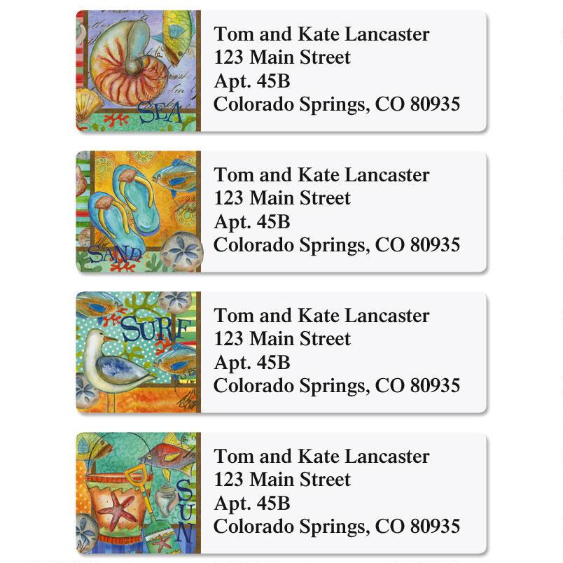 At The Beach Classic Return Address Labels | Colorful Images