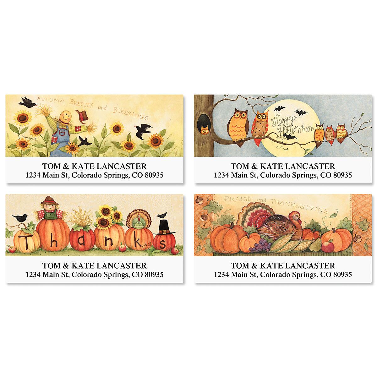 Autumn Mix Thanksgiving and Halloween Return Address Labels | Colorful ...