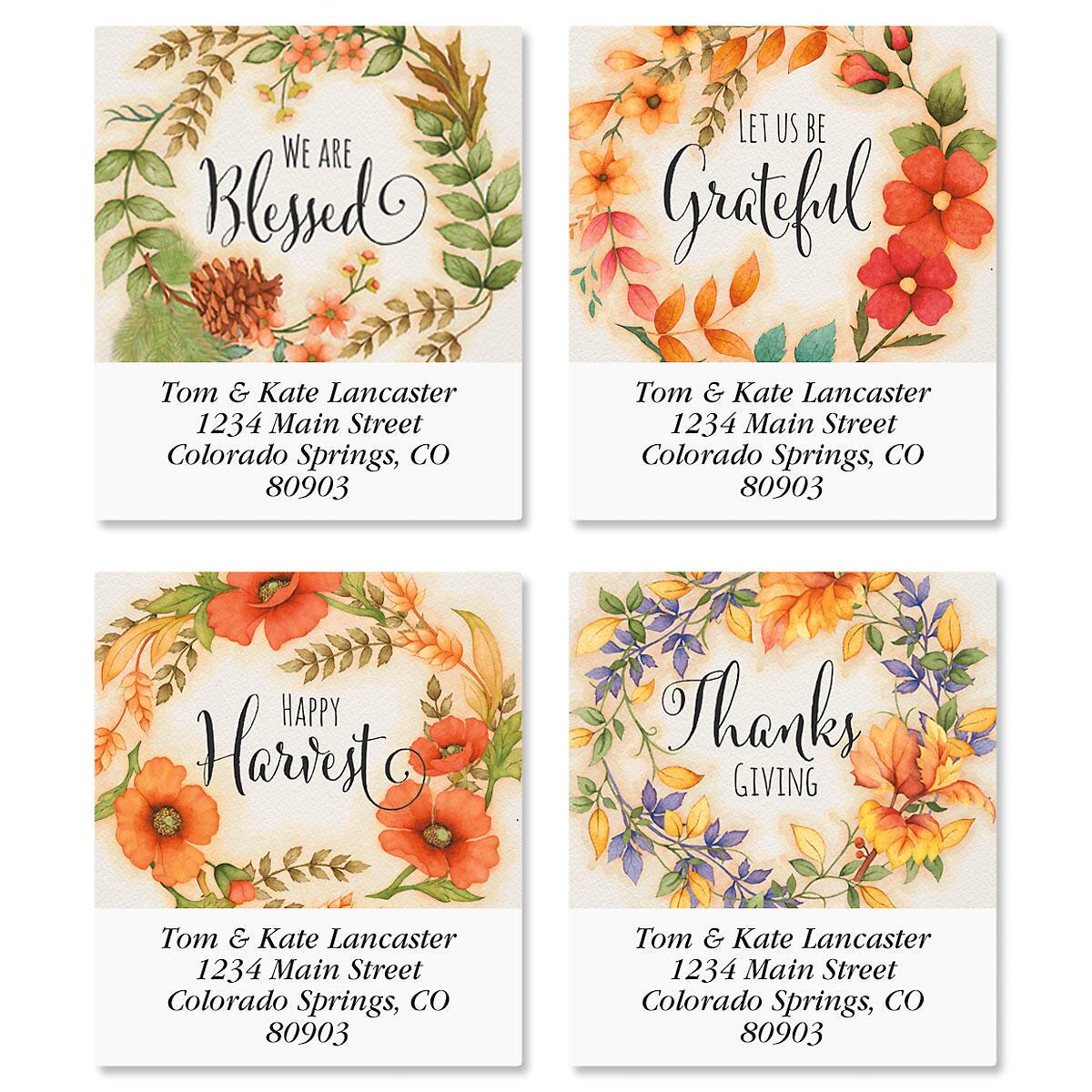 Autumn Wreaths Select Return Address Labels (4 Designs) | Colorful Images