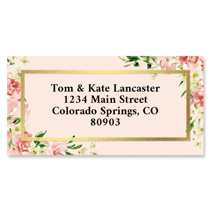 Floral Corners Foil Border Return Address Labels | Colorful Images