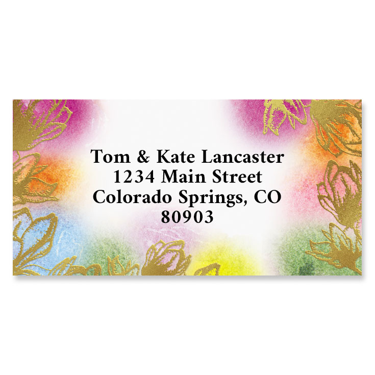 Floral Watercolors Border Return Address Labels | Colorful Images