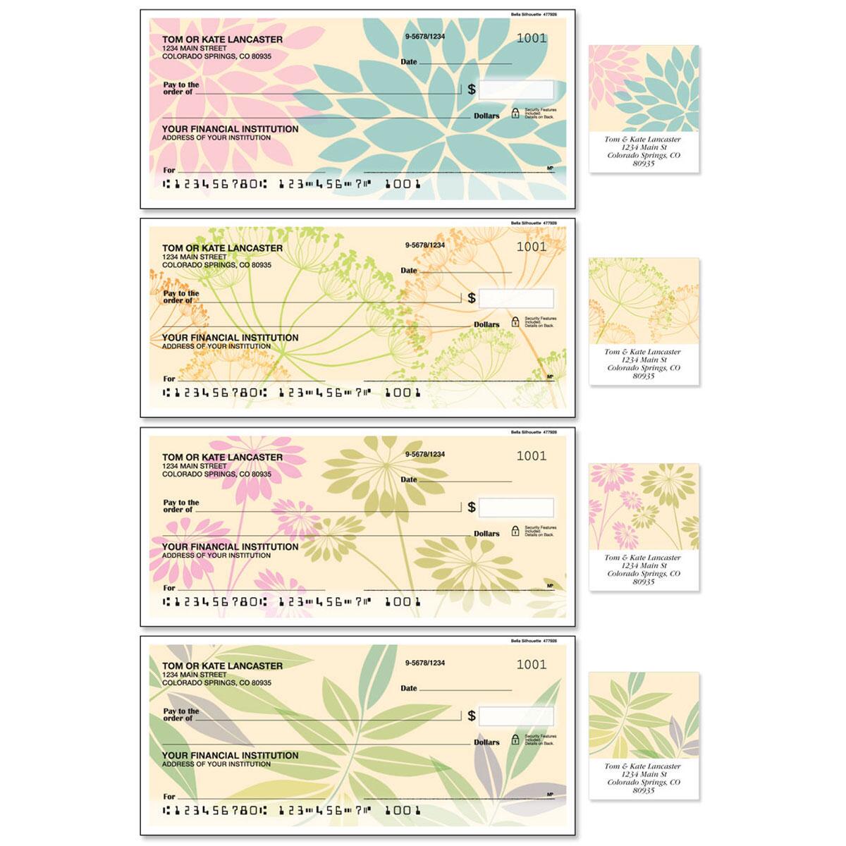 Bella Silhouette Personal Single Checks With Matching Address Labels ...