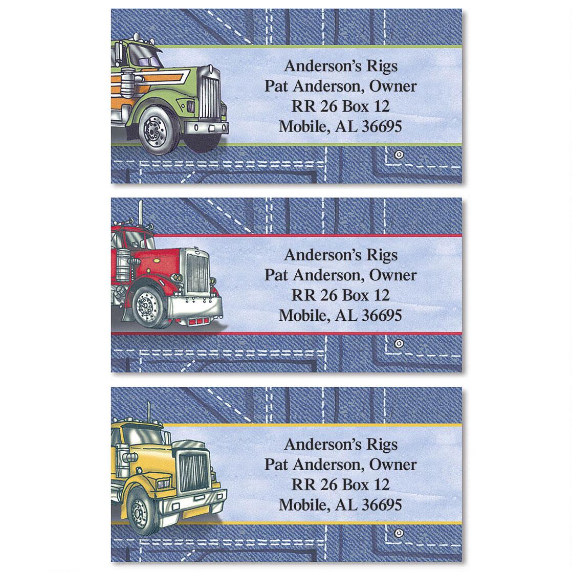 Big Rigs Truck Border Return Address Labels | Colorful Images