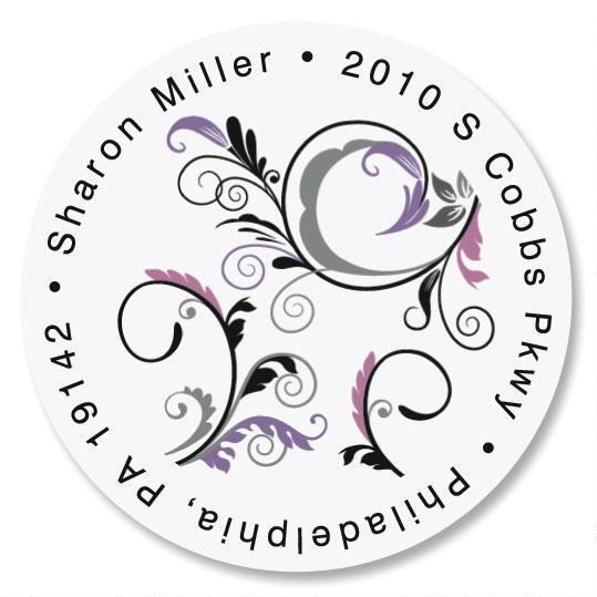 Black and Grey Fantasy Round Return Address Labels | Colorful Images