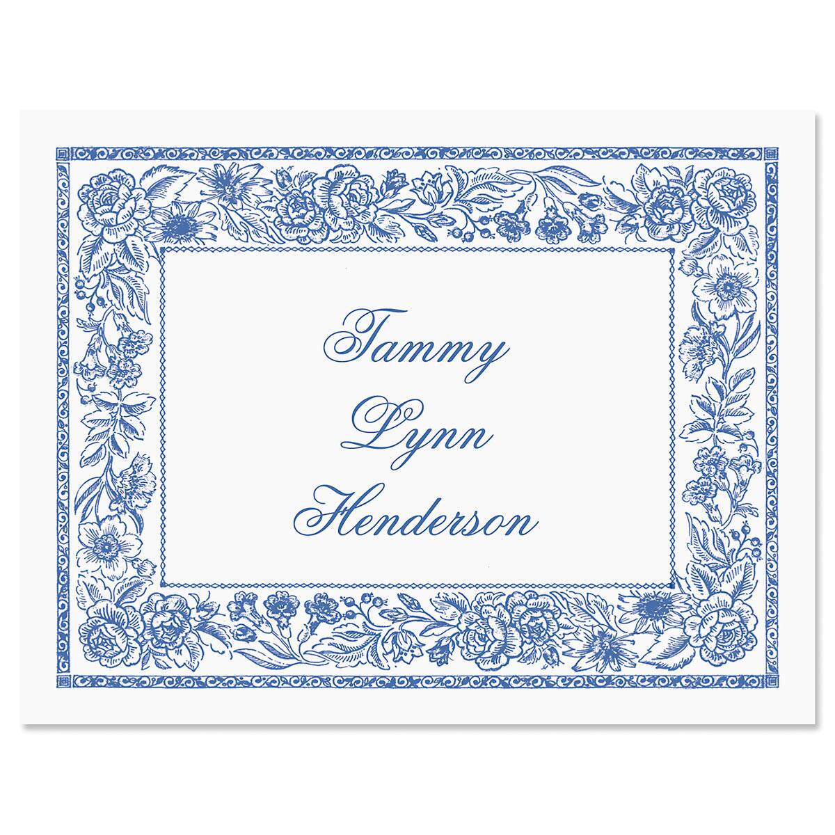 Blue Toile Custom Note Cards | Colorful Images